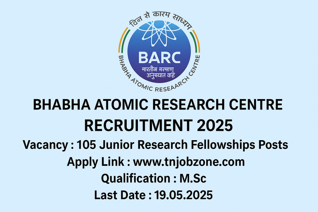 BARC JRF Recruitment 2025 - Apply Online for 105 Vacancies