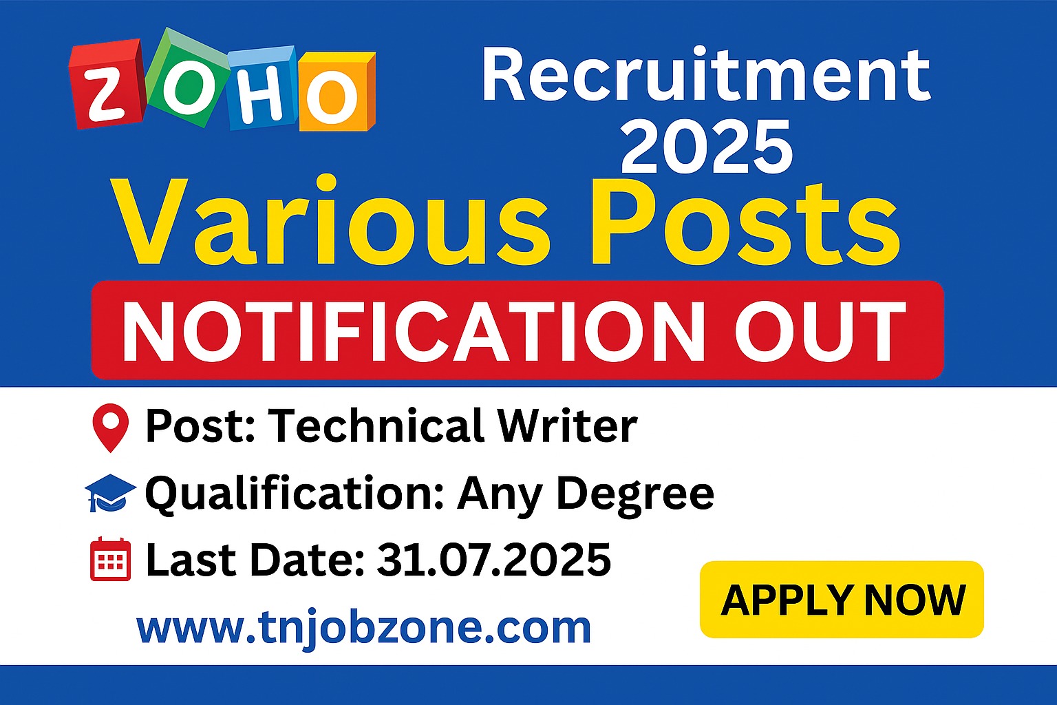 Exciting ZOHO Technical Writer Opportunity 2025 – Freshers Welcome ...