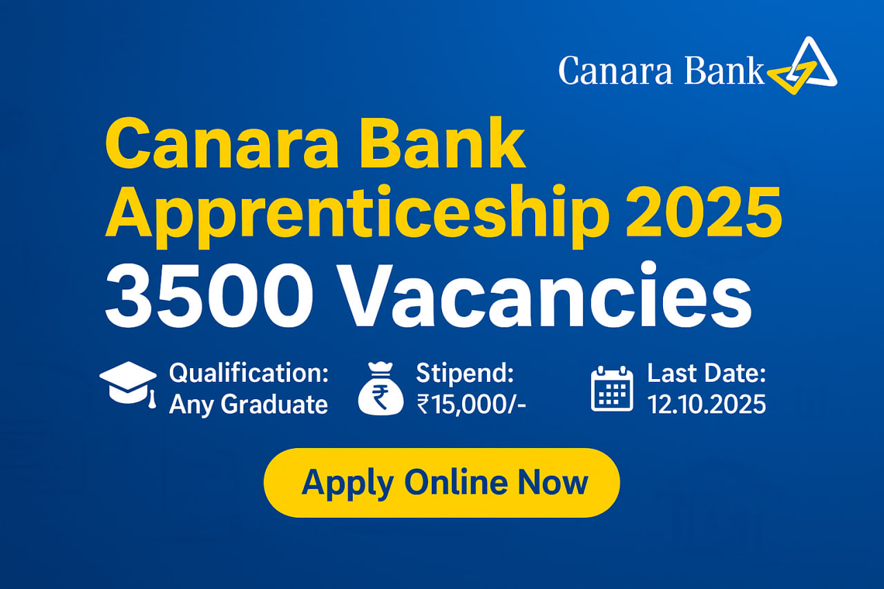 Canara Bank Graduate Apprentice Recruitment 2025 – Apply Now