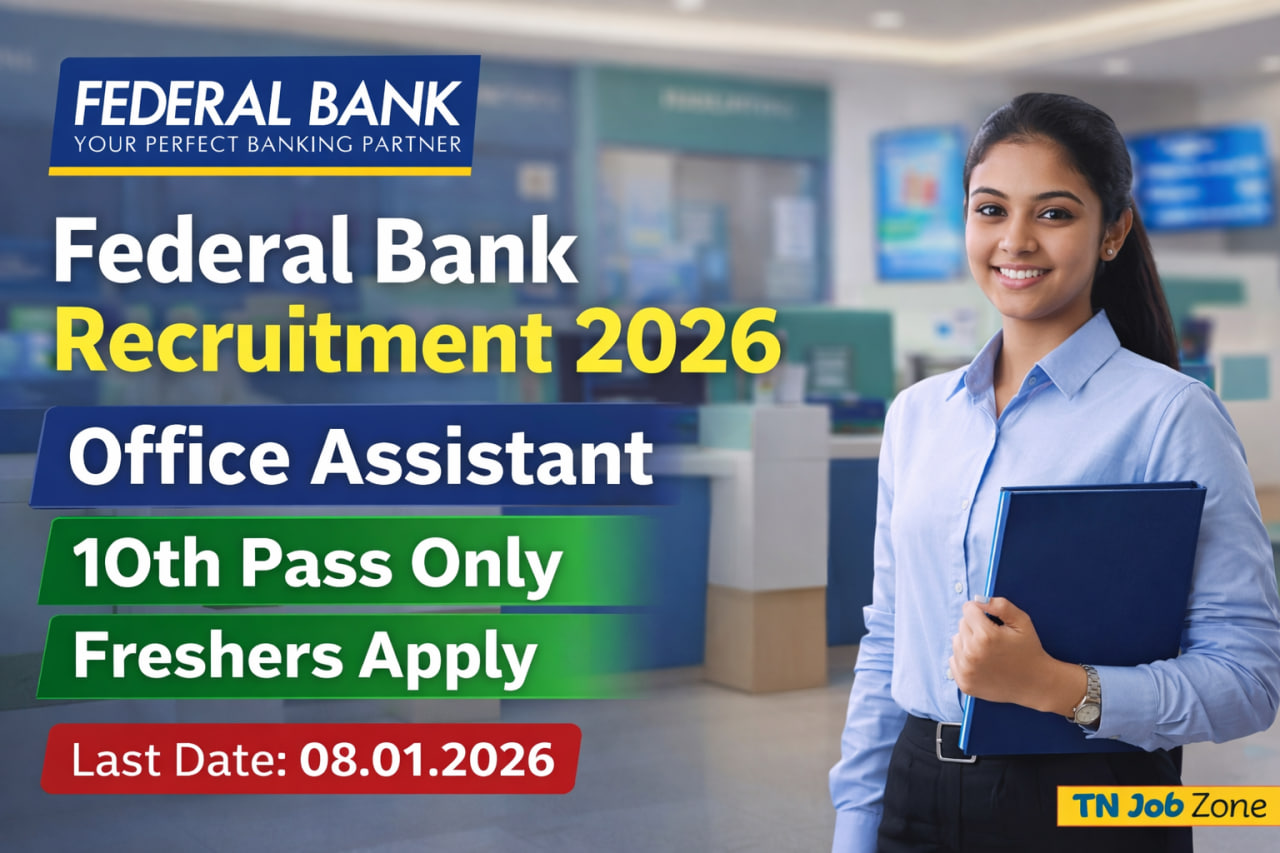 Federal Bank Office Assistant Recruitment 2026 – 10th Pass Private Bank Job