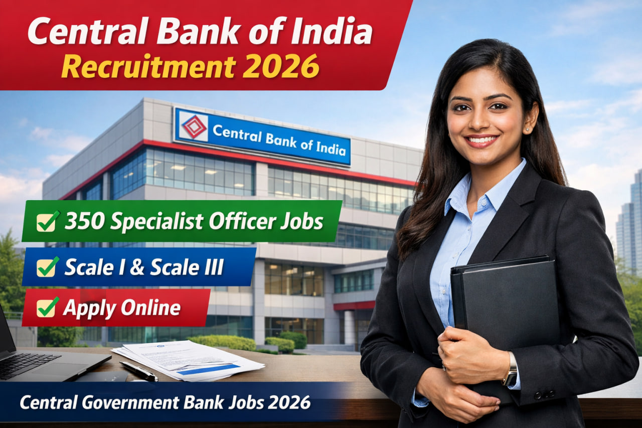 Central Bank of India Recruitment 2026 –Massive Great 350 SO Jobs