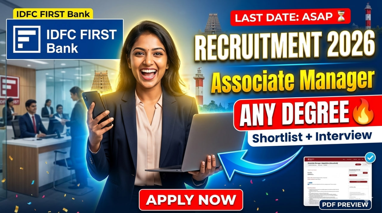IDFC FIRST Bank Recruitment 2026 Chennai | Associate Manager Job for ...